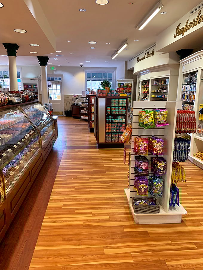 Wooden floors that have supported generations of sugar-seekers lead you through aisles where childhood memories and adult cravings collide deliciously.