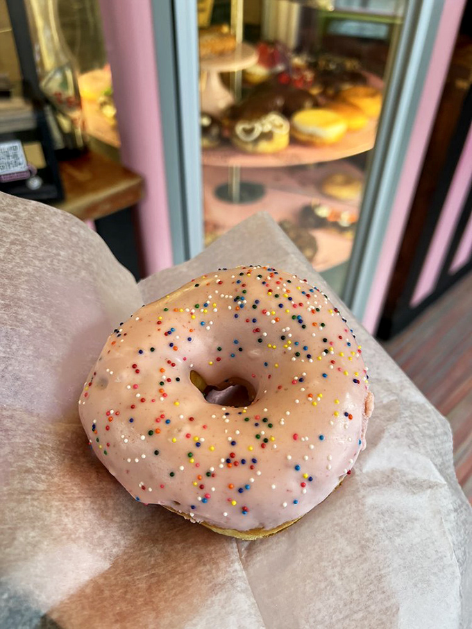 The Homer Simpson fantasy come to life. This pink-frosted, sprinkle-covered masterpiece would make America's favorite animated dad weep with joy.