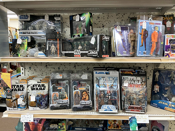 Star Wars collectibles that would make George Lucas himself do a double-take. The Force of nostalgia is strong with this display.