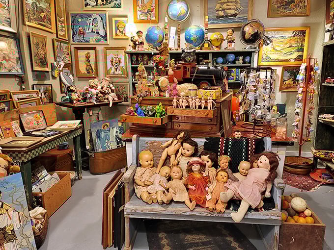 Childhood memories materialize in this doll-filled corner. These silent witnesses to bygone playtimes might just trigger your own nostalgic flashbacks.
