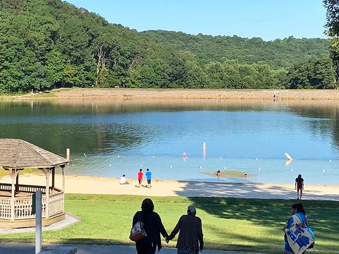 Three generations sharing one view. Some family traditions don't need explanation, just a beautiful lake and time together.