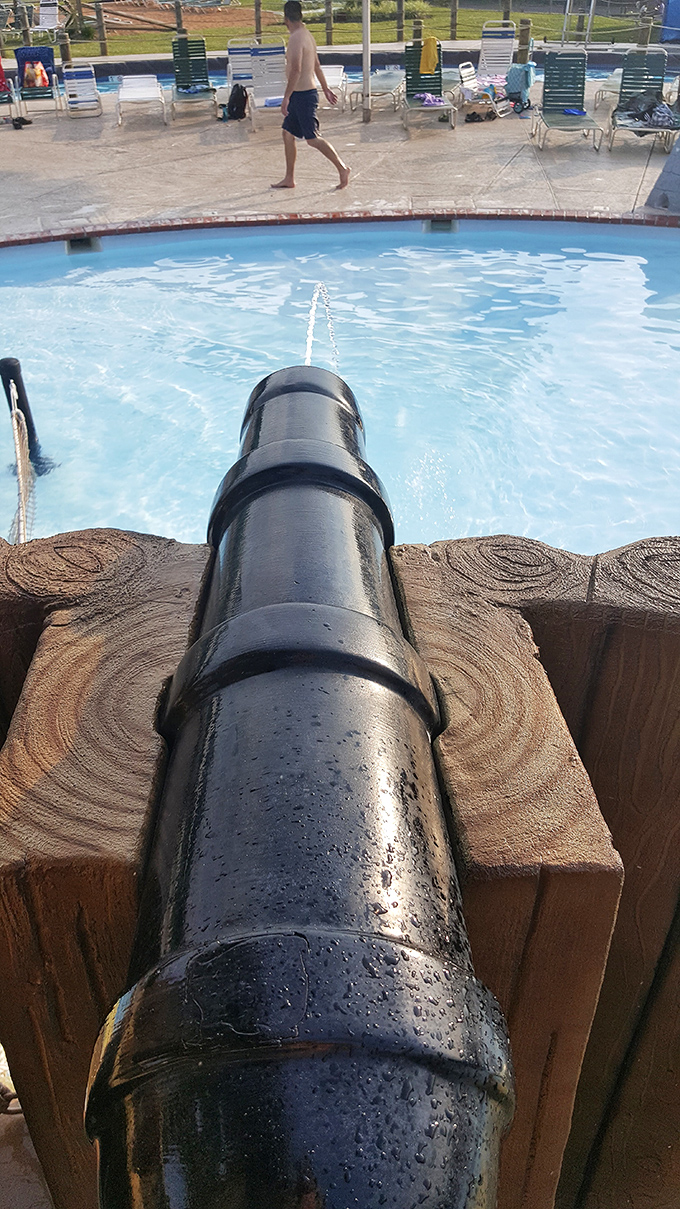 That moment when you realize water cannons are basically squirt guns with ambition. Childhood joy, supersized and ready for aquatic warfare.