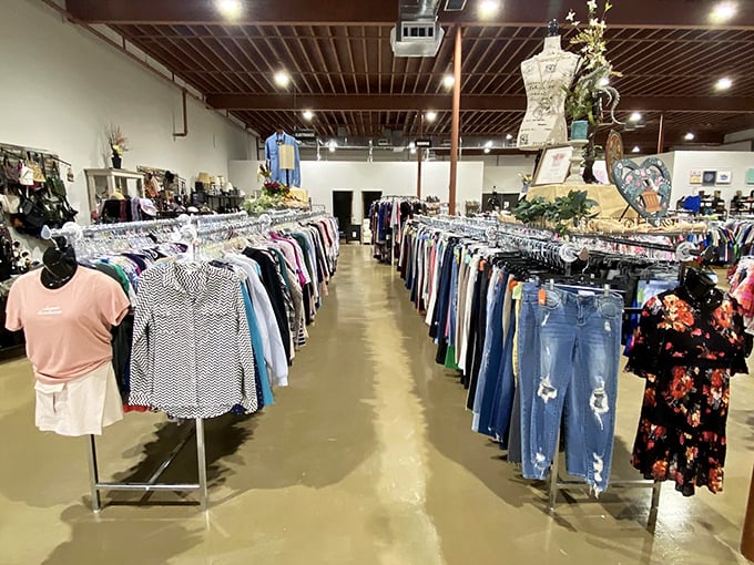 Fashion finds hang with military precision, creating corridors of possibility where last season's trends await their second chance at stardom.