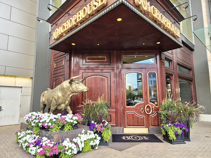 That bull statue isn't just for show &ndash; it's a promise of the beefy perfection waiting inside 801 Chophouse.