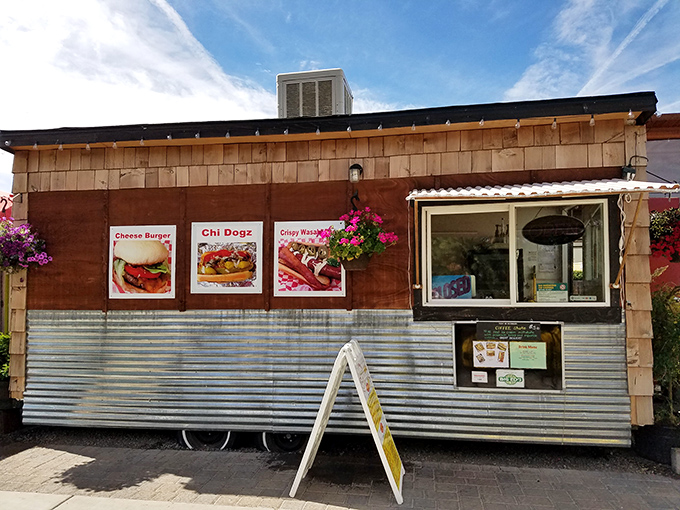 Bend Burgz N Dogz: This rustic wooden shack with its corrugated metal trim looks like what would happen if a mountain cabin decided to specialize in hot dog artistry.