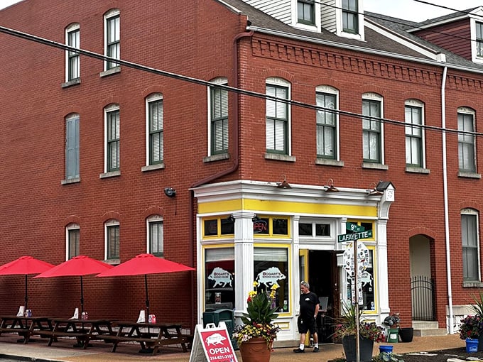 Bogart's corner spot in historic Soulard marries Victorian architecture with modern barbecue magic in perfect harmony.