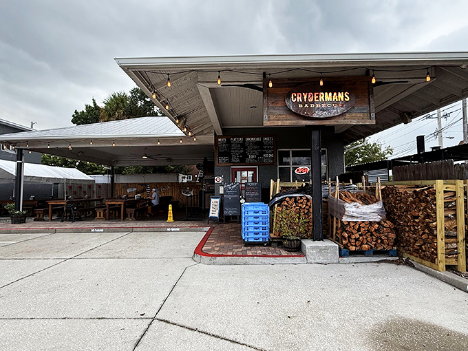 Crydermans' woodpile isn't decoration&mdash;it's a preview of the flavor symphony waiting inside this unassuming BBQ sanctuary.