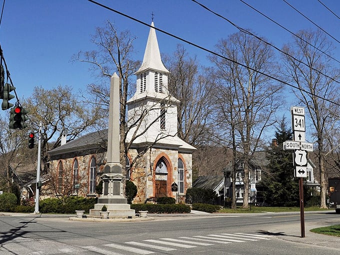 Kent's historic stone church stands like a sentinel against time, watching over a town that perfected New England charm centuries ago.