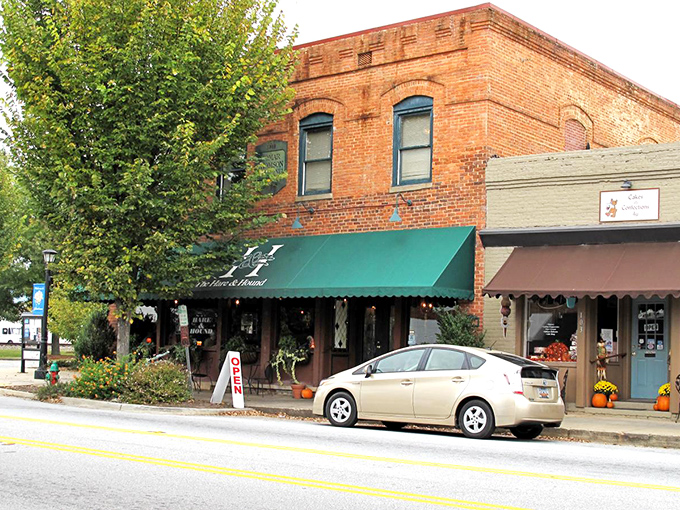 Landrum's brick buildings and green awnings create the perfect backdrop for your "I might move here" daydreams.