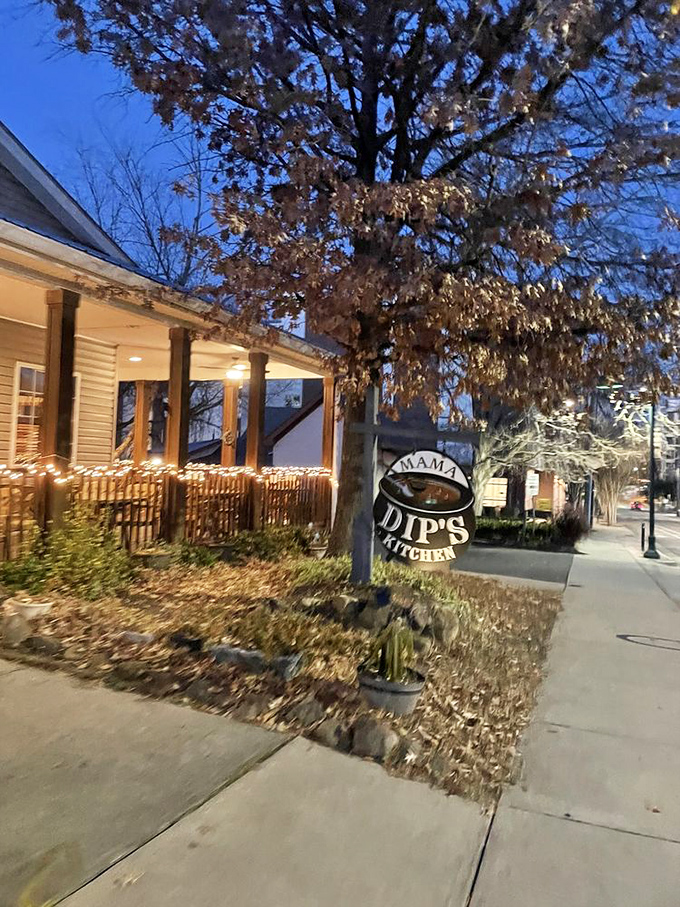 Mama Dip's Kitchen exterior with porch: This converted house doesn't just serve Southern classics&mdash;it preserves culinary history between two pieces of perfect cornbread.