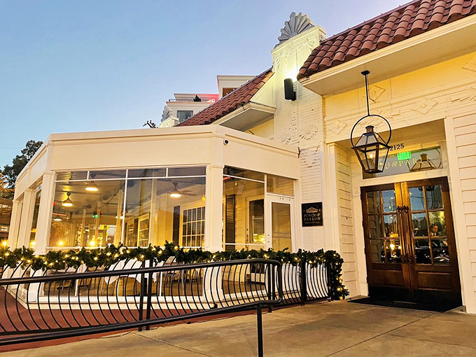 Porch and Parlor's elegant white exterior is like the culinary equivalent of a southern gentleman &ndash; refined on the outside, sizzling on the inside.