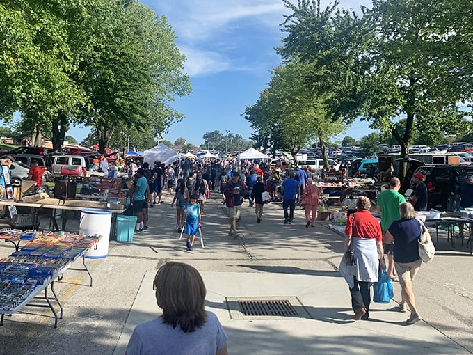 Community commerce at its most vibrant! Wentzville's market buzzes with shoppers hunting for that perfect unexpected find.