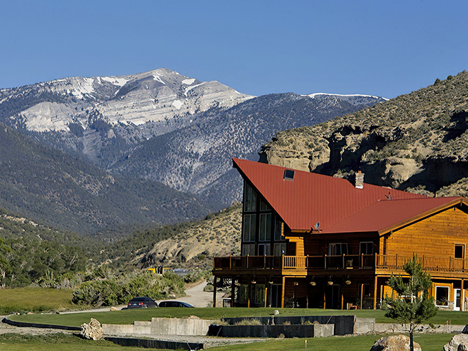 Baker: "This rustic lodge near Baker sits like a front-row seat to nature's grandest show&mdash;snow-capped Wheeler Peak rising majestically from the Great Basin floor."