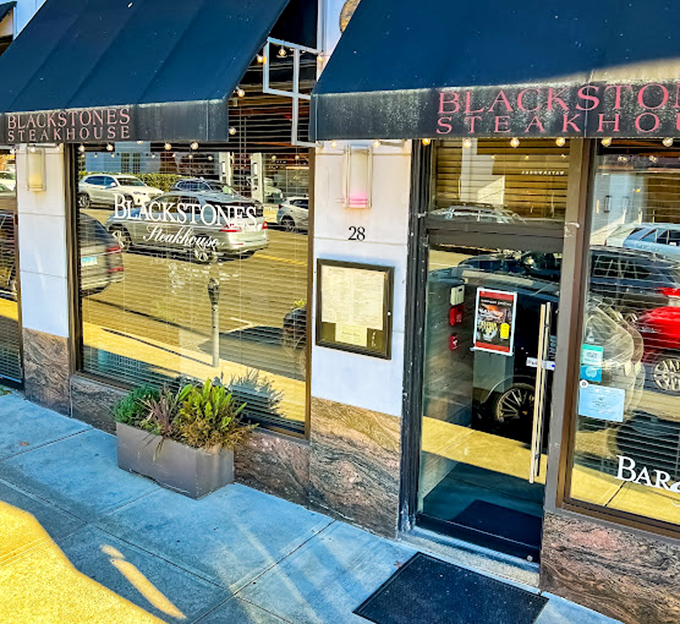Behind this unassuming blue awning lies beef nirvana. The Clark Kent of steakhouses!