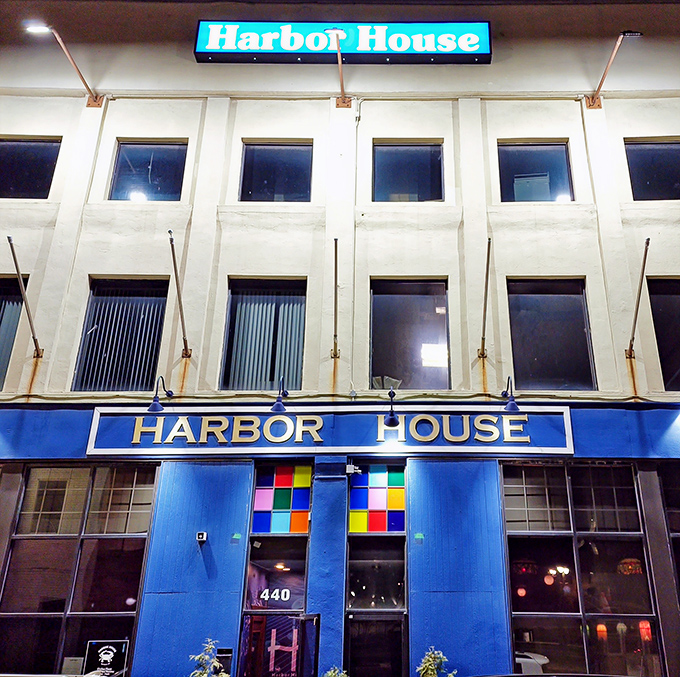Harbor House: Those colorful window panels hint at the vibrant flavors waiting inside this unassuming seafood sanctuary.