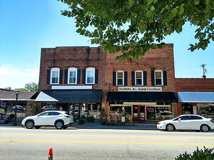 Main Street Landrum&mdash;where even the storefronts look like they're posing for their annual Christmas card photo.