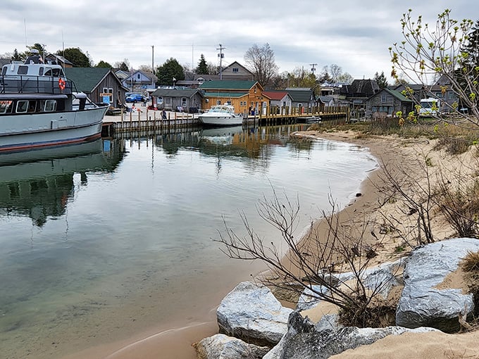 Sandy beaches meet wooden docks in Leland's picturesque harbor. The kind of place that makes amateur photographers look like professionals.