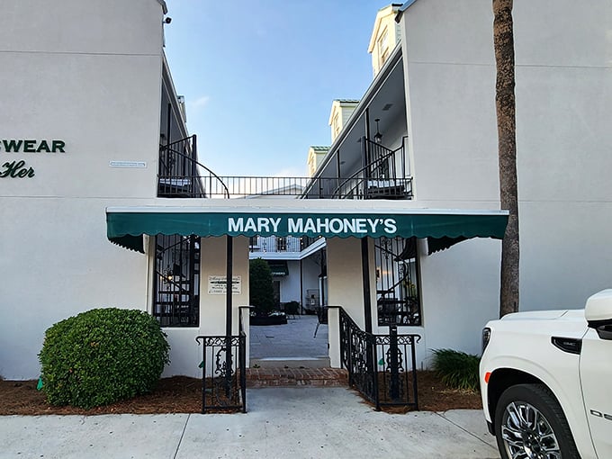 Behind these classic columns and wrought iron details lies a seafood paradise that's stood the test of time. 