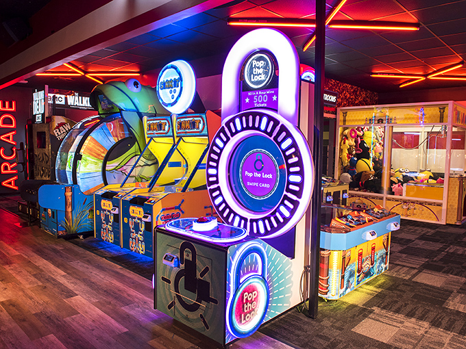 The arcade's flashing lights and colorful games offer a welcome diversion when your bowling arm needs a break&mdash;or your ego needs recovery.