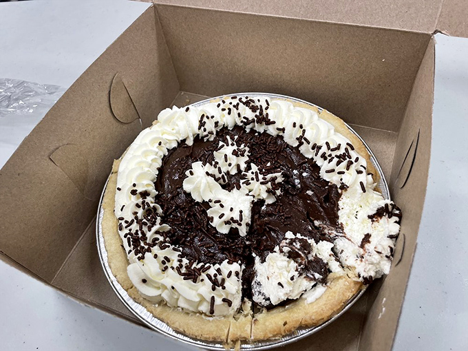This chocolate cream pie doesn't need a fancy introduction – it speaks the universal language of "get in my belly now."