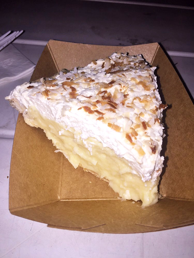 Coconut cream pie with toasted flakes that would make Tom Hanks' "Cast Away" character weep with joy. Wilson would approve.