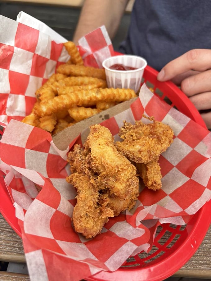 Crispy on the outside, juicy on the inside&mdash;this basket of fried chicken tenders and fries is what comfort food dreams are made of.