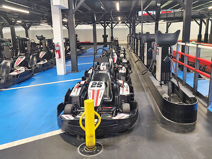 These aren't your county fair go-karts. Lined up like obedient soldiers, they're just waiting to fulfill your speed demons.