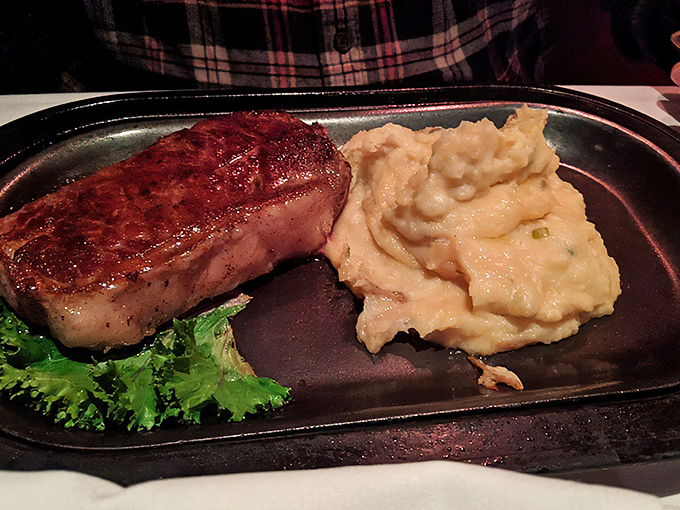 This steak doesn't need a Broadway marquee to be a star. The mashed potatoes? The perfect supporting actor.