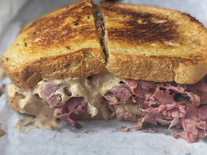 Behold the star of our sandwich dreams&mdash;toasted rye embracing corned beef in a warm hug. The meat-to-bread ratio here is what mathematicians call "perfect."