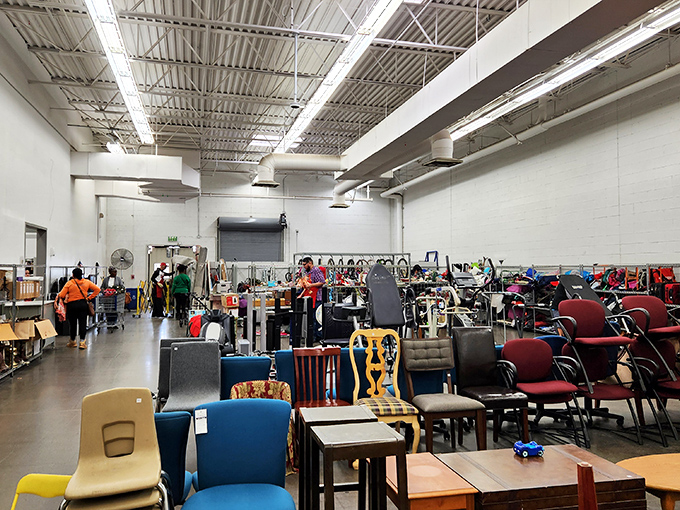 Where golf clubs and skis vacation together. The sports equipment section is like a retirement community for once-loved gear.