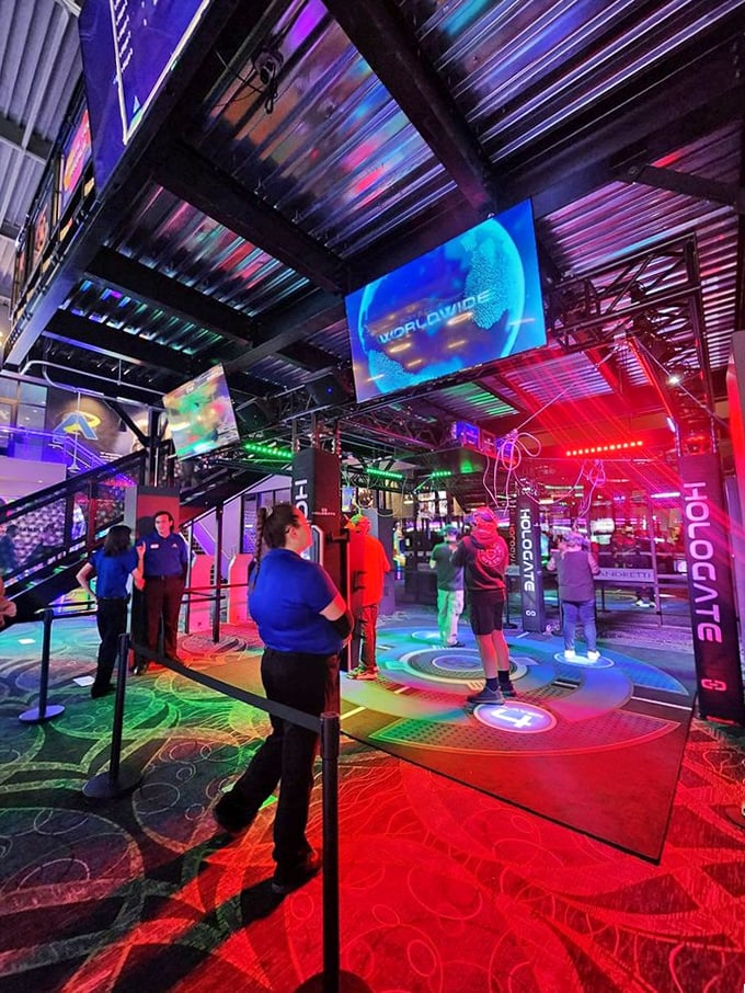 Virtual reality stations transport players to digital worlds where you can battle zombies without the inconvenience of an actual apocalypse.