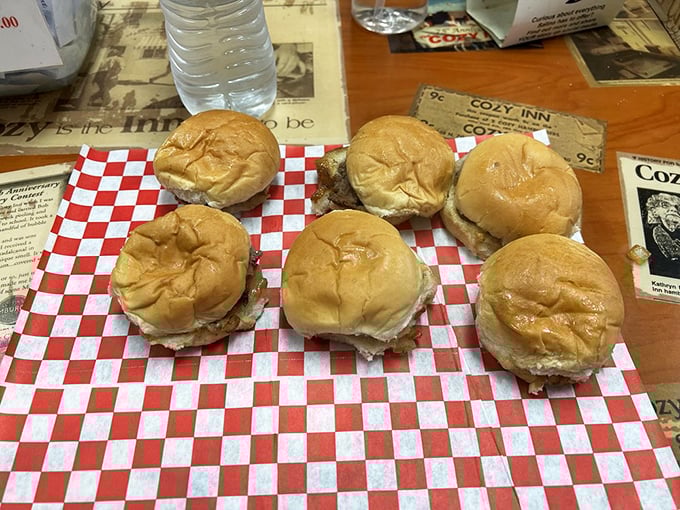 The six-pack&mdash;not the abs you want, but the meal you need. These little beauties lined up on checkered paper are Kansas' answer to White Castle.