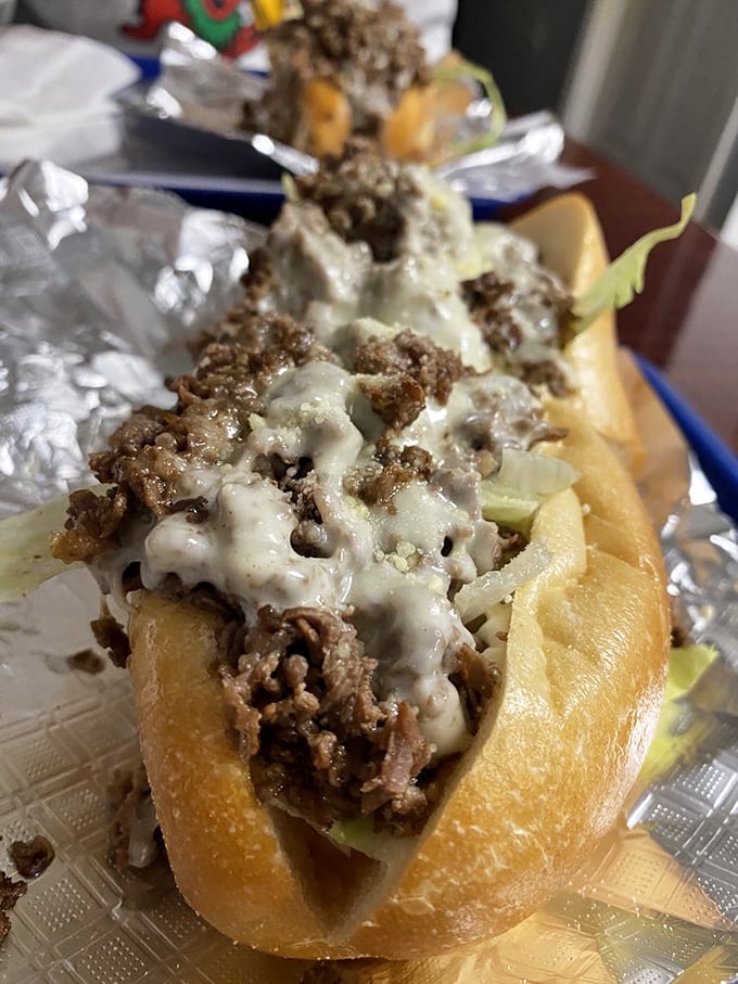 The classic cheesesteak in all its glory&mdash;where thinly sliced beef meets molten white cheese in a harmony that makes Philadelphians nervous.