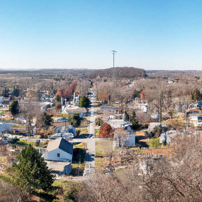 From above, Spencer reveals itself as a patchwork of homes, trees, and history nestled into the rolling southern Indiana landscape.