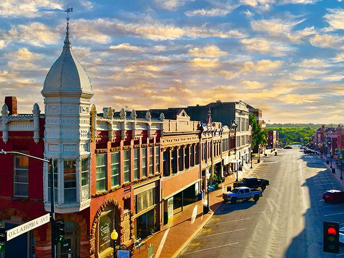 Guthrie's downtown at golden hour—when the light hits those Victorian cornices just right, making even non-architecture buffs stop and stare.