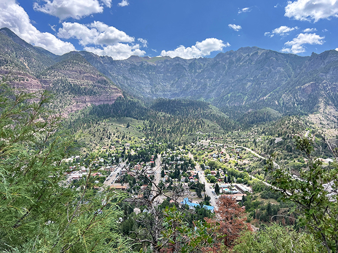 From above, Ouray reveals its perfect amphitheater setting &ndash; a town that found the exact right spot to nestle between nature's grandeur.