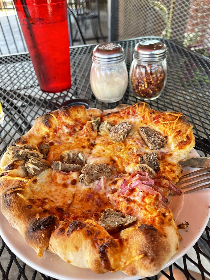 Wood-fired perfection with a bubbly, blistered crust. This mushroom and ham pie has that irresistible smokiness that only comes from dancing flames.