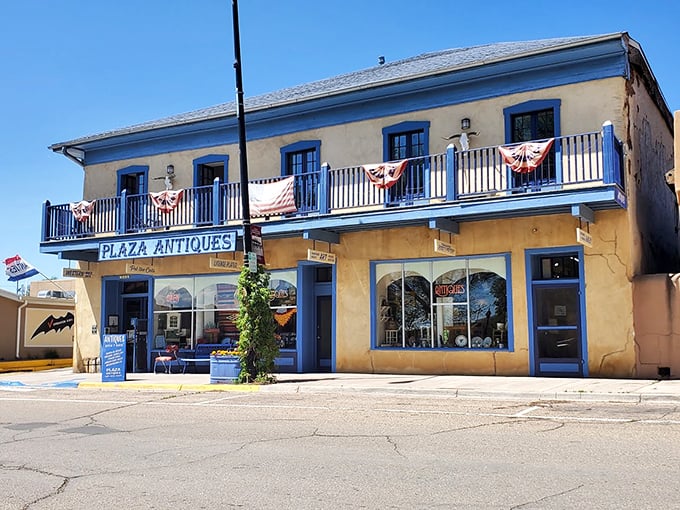 Plaza Antiques offers treasure hunting in a traditional adobe building. That second-floor balcony practically begs you to sip coffee and watch the world go by.