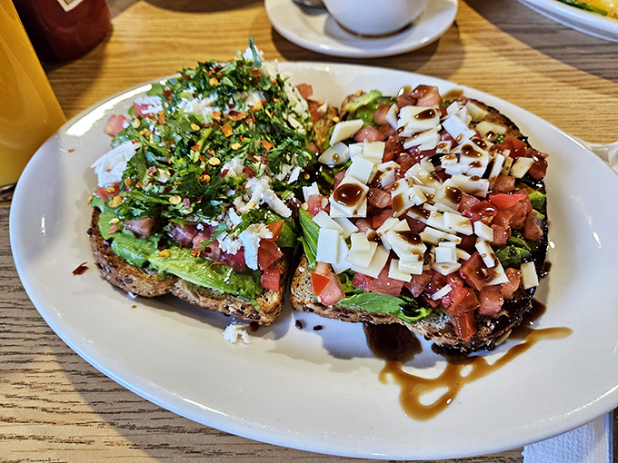 Avocado toast that could make millennials quit brunching in Denver. The red onions and capers add just enough punch to wake up your altitude-affected taste buds.