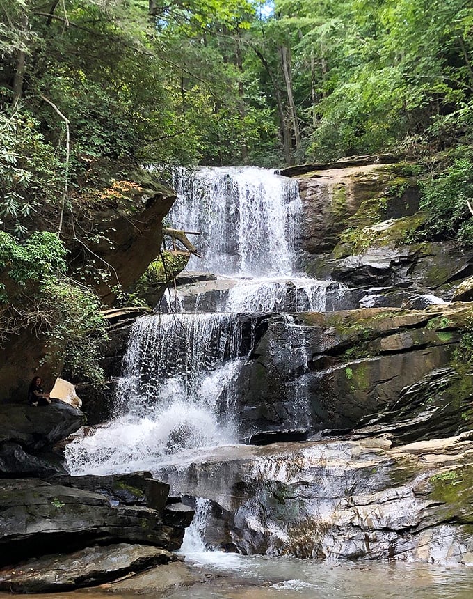 At Big Bradley Falls, the water doesn't just fall &ndash; it tells a story in three magnificent acts, with a swimming hole finale worth the hike.