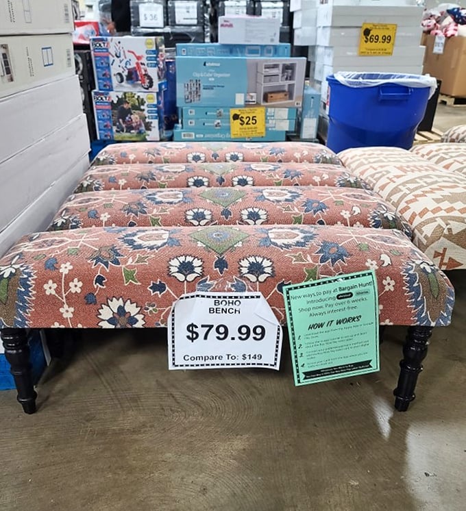 This floral bench at $79.99 (compared to $149) isn't just furniture&mdash;it's the conversation starter your entryway has been begging for.