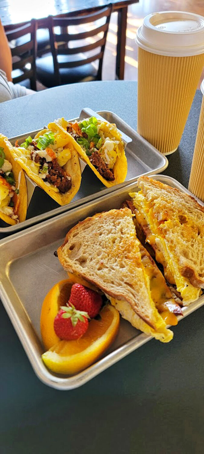 When you can't decide between tacos and a grilled sandwich, Speakeasy says, "Why choose?" This is what breakfast liberation looks like.