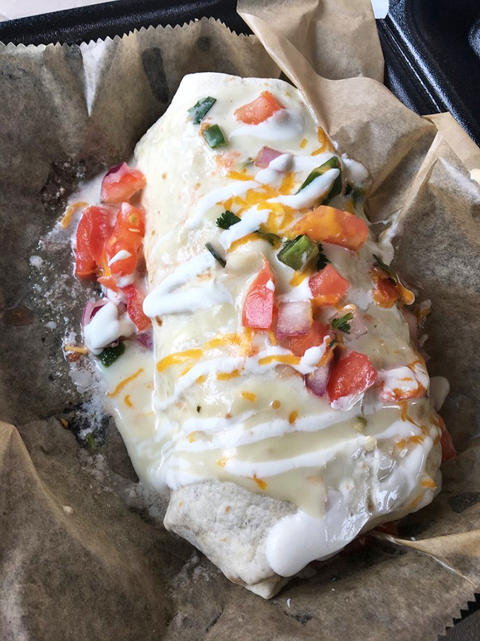 This breakfast burrito isn't just wrapped, it's gift-packaged&mdash;a present to yourself containing all major food groups necessary for human happiness.