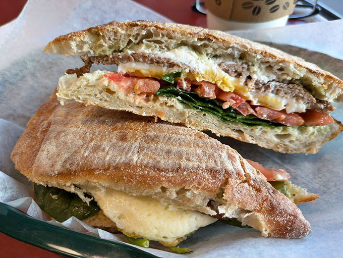 The breakfast sandwich that launched a thousand morning commutes &ndash; where crusty artisan bread cradles fresh ingredients like a carb-laden hug.
