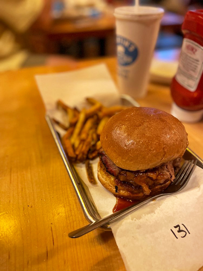 This isn't just a sandwich; it's a brisket burger that makes you wonder why you'd ever waste your time on regular burgers again.