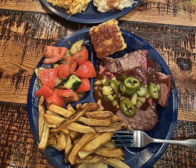 A plate that requires no filter &ndash; brisket with that coveted smoke ring, accompanied by mac & cheese and cornbread that would make your grandmother jealous.