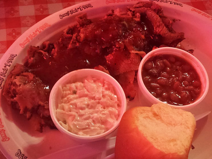 Brisket, beans, and slaw &ndash; the holy trinity of barbecue presented with zero pretension and maximum flavor. Napkins required, not optional.