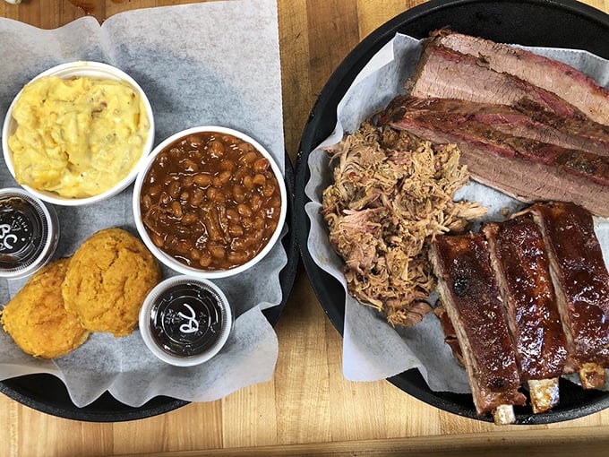 The BBQ platter that launched a thousand food dreams. That smoke ring isn't just for show&mdash;it's a pink badge of honor earned through patience and fire.
