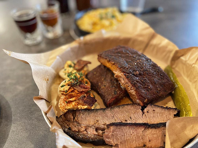 Brisket so tender it practically surrenders at the sight of your fork. That smoke ring is like nature's way of saying "you're welcome."