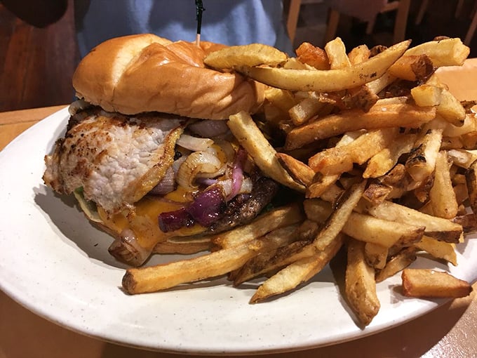 This isn't just a burger with fries &ndash; it's a hand-crafted masterpiece flanked by golden potato sentinels standing guard until the last bite.